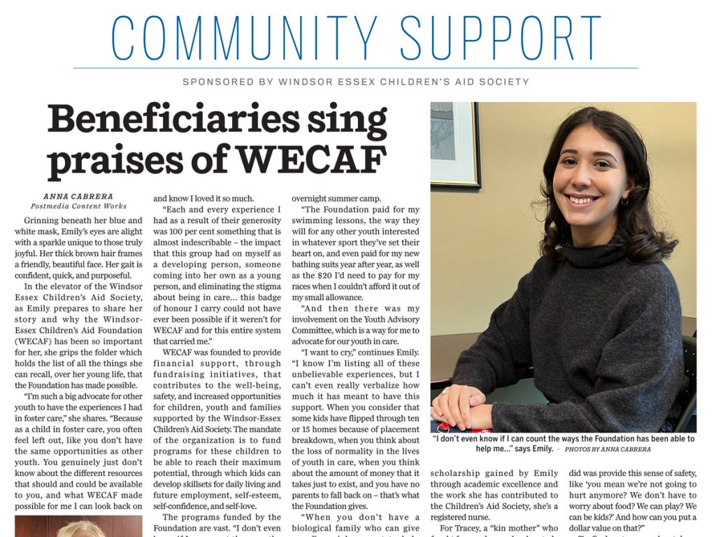 Beneficiaries sing praises of WECAF – Windsor-Essex Children's Aid ...